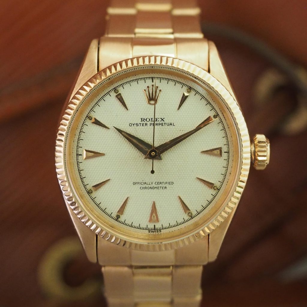 Rolex Oyster Perpetual Rose Gold Honeycomb Dial - Watch Out